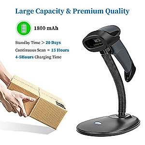 NETUM Bluetooth Barcode Scanner with Stand 2.4G Wireless & Bluetooth & Wired 1D CCD Scanner Gun for Supermarket, Store, Warehouse Handheld Bar Code Reader Work with Windows, Mac,Android, iOS