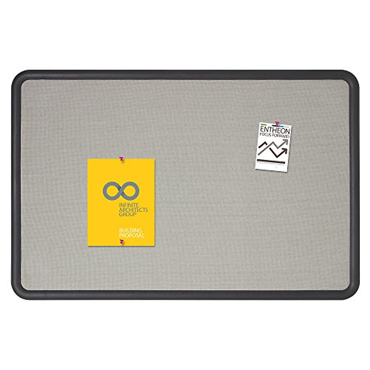 Quartet Bulletin Board, Fabric, 3 x 2 Feet, Office Bulletin Boards, Contour Gray Plastic Frame (7693G)