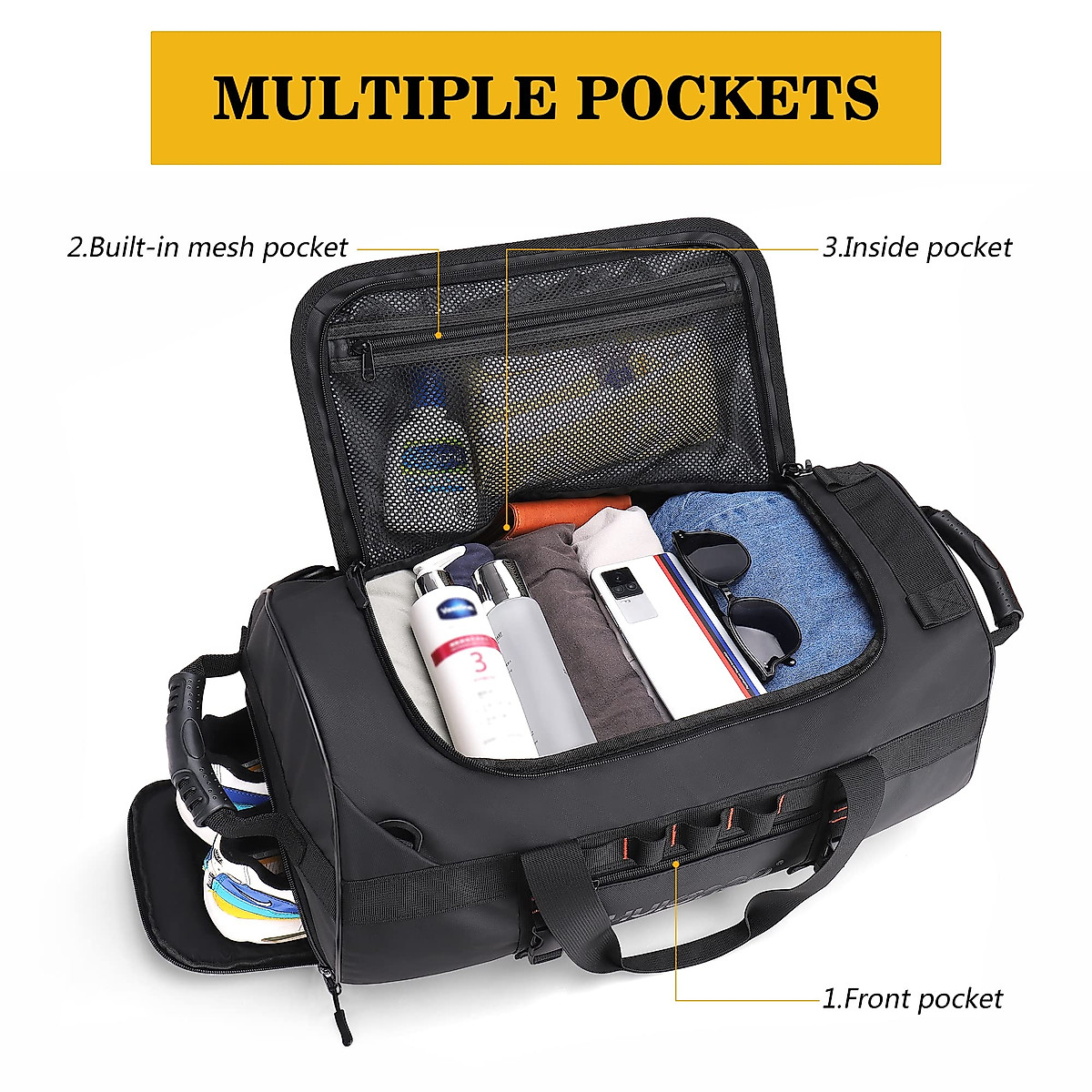 Hulongo Waterproof Duffel Bag Backpack Gym Bag Backpack for Men with Shoe Compartment 32lL