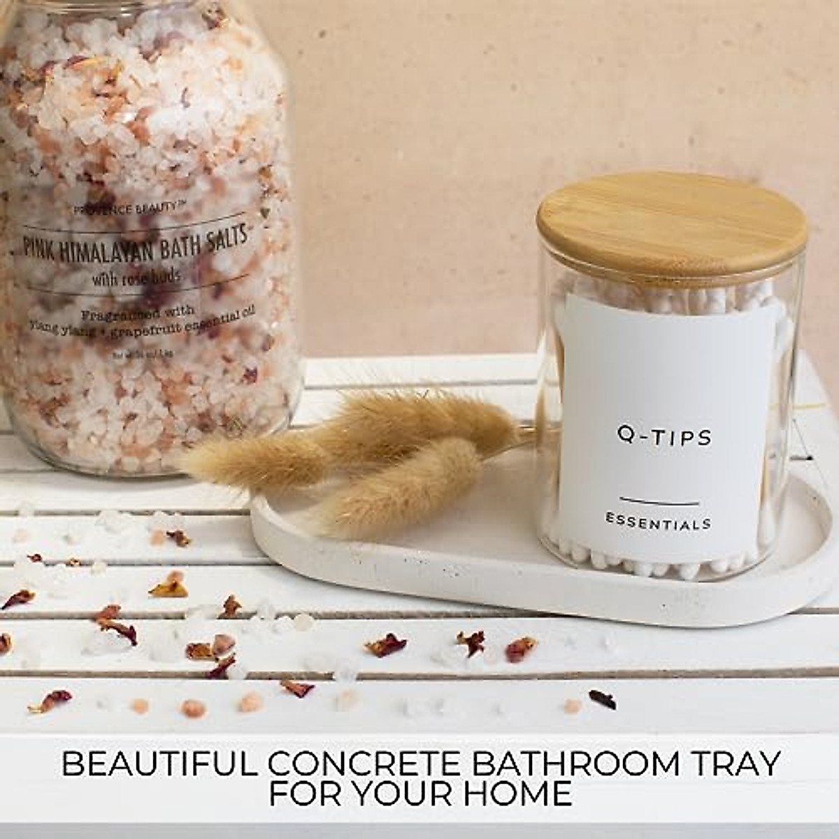 Decorative Bathroom and Vanity Tray - A Modern Concrete Tray to Beautifully Display Lotion & Soap Dispensers On Your Bathroom Counter - This Perfect Small Organizer Keeps Your Kitchen Area Neat