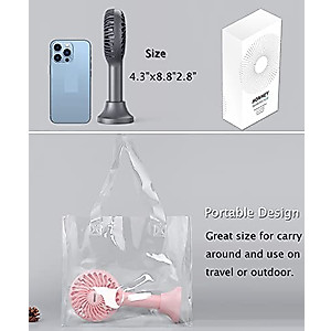 HonHey Handheld Fan Portable, Mini Hand Held Fan with USB Rechargeable Battery, 4 Speed Personal Desk Table Fan with Base, 3-10 Hours Operated Small Makeup Eyelash Fan for Women Girls Kids Outdoor