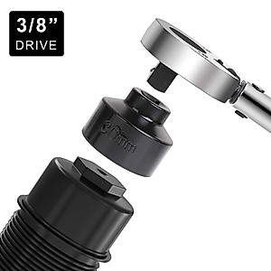 Hromee Fuel Filter Cap Removal Tool and Installer 7 Pieces Low Profile Oil Canister Socket Set 24mm 27mm, 29mm, 30mm, 32mm, 36mm and 38mm
