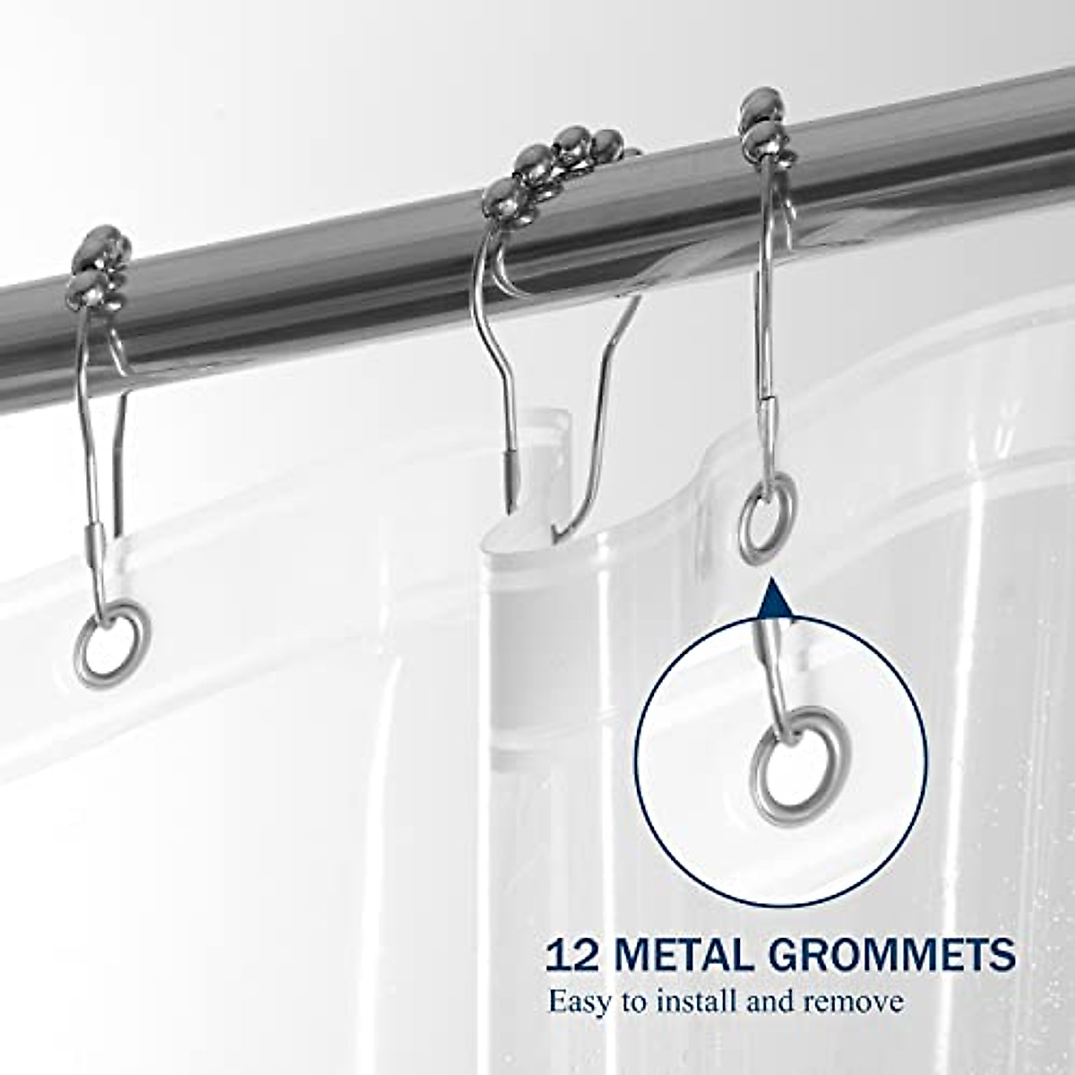 downluxe Waterproof Clear Shower Curtain Liner - PEVA Lightweight Plastic Shower Liner with 3 Magnets, Shower Curtains for Bathroom, 72" x 72", Clear