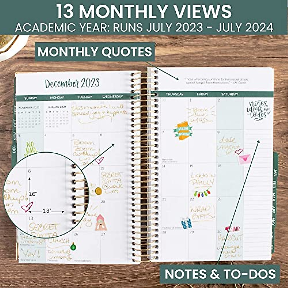 HARDCOVER bloom daily planners 2023-2024 Academic Year Day Planner (July 2023 - July 2024) - Passion/Goal Organizer - Monthly & Weekly Inspirational Agenda Book - 5.5" x 8.25" - Floral Gouache