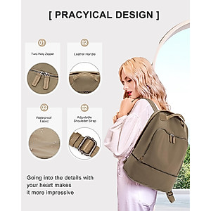VENATIN Gym Backpack for Women Waterproof Small Gym Bag With Shoe Compartment Sports Essentials Backpack with Wet Dry Pocket,Khaki