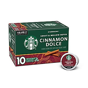 Starbucks K-Cup Coffee Pods, Cinnamon Dolce Flavored Coffee, Naturally Flavored, 100% Arabica, 1 box (10 pods)