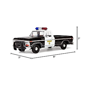 Motormax All Star Toys Exclusive 1979 Ford F-150 Sheriff Pickup Classic F150 Police Pick Up Truck 1:24 Diecast Collectible Model Car Black 76986 (Sheriff)