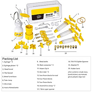 JOJOCY Bicycle Brake Bleed Kit, Mineral Oil for Hydraulic Disc Brake, Bleeding,Universal Professional Bike Tool Fit Shimano Magura Tektro, MTB Road Kit,Hydraulic Disc Brakes,Metal Joint PRO