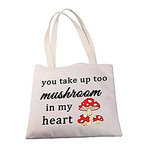 MBMSO Mushroom Canvas Tote Bag You Take up Too Mushroom in My Heart Mushroom Lovers Gifts Shopping Bag Fungi Pun Gifts (Mushroom in my heart TB)