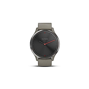 Garmin vivomove HR, Hybrid Smartwatch for Men and Women, Black with Sandstone Silicone Band