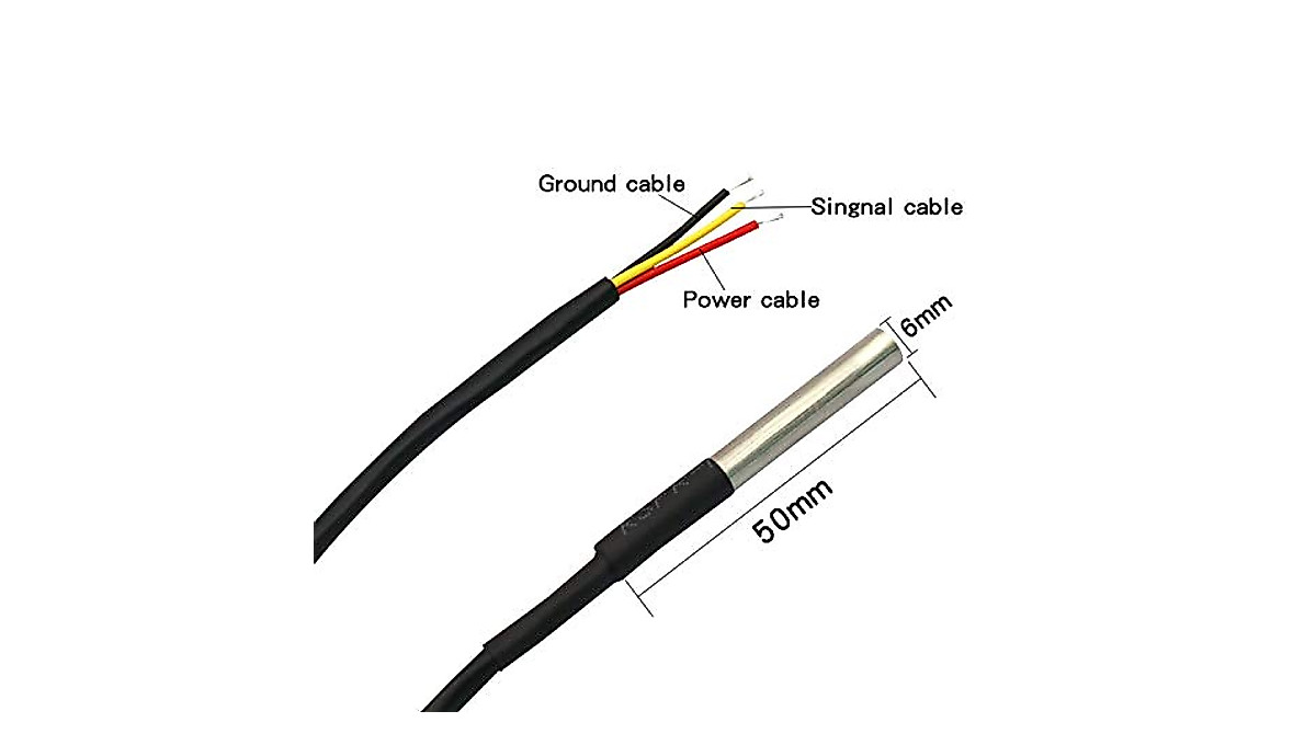 V TELESKY Waterproof DS18B20 Temperature Sensor 6.6Ft