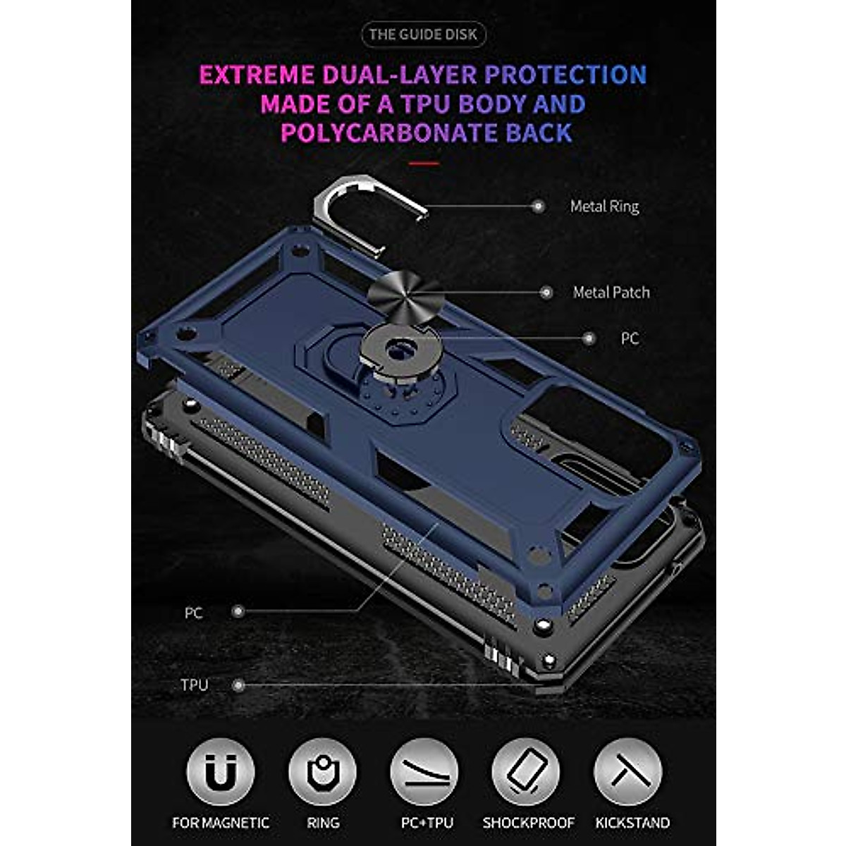 SKTGSLAMY for Samsung Galaxy A02S Phone Case,Galaxy A02S Case,with Screen Protector,[Military Grade] 16ft. Drop Tested Cover with Magnetic Kickstand Car Mount Protective Case for Samsung A02S, Blue