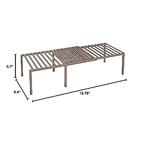 Seville Classics Iron Slat Expandable Kitchen Counter and Cabinet Shelf, Platinum