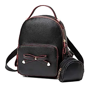 VASCHY Mini Backpack Purse, Cute Small Bow-knot Backpack for Teen Girls,Women and Girls with Detachable Coin Pouch Black