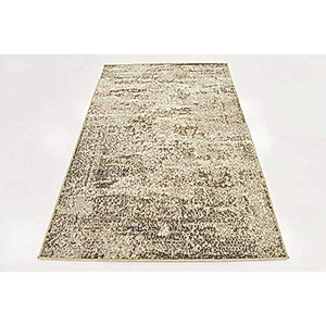 Unique Loom Tuareg Collection Distressed Abstract Traditional Vintage Area Rug, 4 ft x 6 ft, Beige/Brown