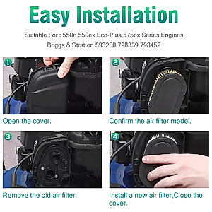 ARyee 593260 798452 Lawn Mower Air Filter, Air Cleaner Replacement Filters for 4247 5432 5432K 09P00 09P702 550E 500EX 550EX 625 575EX Air Filter Mower Series Engine Accessories