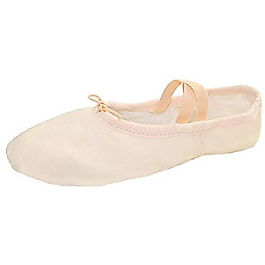 Danzcue Ballet Slipper Women's Canvas Split Sole Ballet Shoes, Ballet Pink, 9 M
