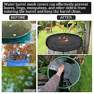 2 Pcs Mesh Cover for Rain Barrel with Drawstring, Water Collection Buckets Cover Rain Collection Barrels Netting Screen to Keep Leaves and Debris Out - 39’’