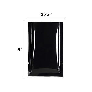 QQ Studio Multi Color Glossy Food Safe Confectionery Dessert SlickSeal™ Flat Bag with Tear Notch (100 Black, 2.75" x 4")