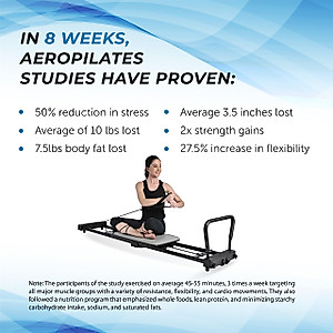 AeroPilates Reformer 287 - Pilates Reformer Workout Machine for Home Gym - Pilates Reformer with 3 Resistance Cords - Up to 300 lbs Weight Capacity