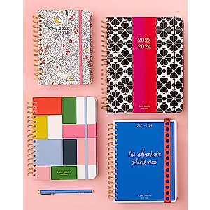 Kate Spade New York Daily Planner 2023-2024, Mega Planner August 2023 - December 2024, Hardcover Spiral Planner, Weekly Planner with Monthly Calendar, Stickers, & Pockets, Black Spade Flower