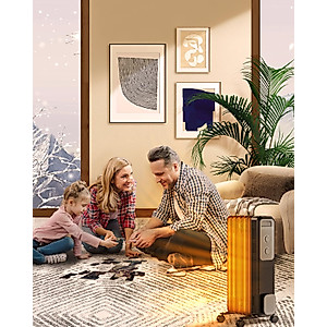 R.W.FLAME Oil Filled Radiator Heater,1200W Electric Space Heaters with 3 Heat Settings,Adjustable Thermostat,Overheat & Tip-Over Protection,Quiet Radiator Heater for Home Office Indoor Use (Black)