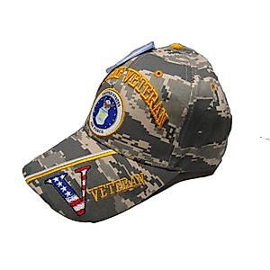 K's Novelties US Air Force Veteran V Camouflage Camo Digital Embroidered Cap Hat CAP593BC