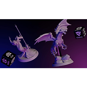 Citadel Black Colossal Onslaught Miniatures Set - 4 Pack - Large 50mm Base, D&D BBEG Unpainted Minis, Includes Dragon, Lich, Beholder, Basilisk