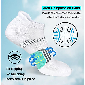 suaskk Womens Athletic Cushioned Anti-Blister Comfort Running Ankle Socks 5 Pairs