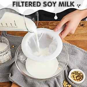 Zopeal 2 Pieces Ultra Fine Mesh Strainer Nylon Food Juice Strainer Yogurt Mesh Sieve Plastic Colander with Handle Mini Brine Shrimp Separation Net for Kitchen(100/400 Mesh)