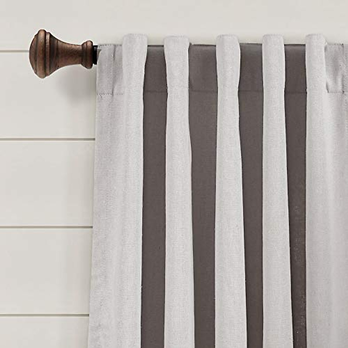 Lush Decor Ivy Tassel Faux Linen Window Curtain Panel Pair, 84 in x 40 in, Light Gray