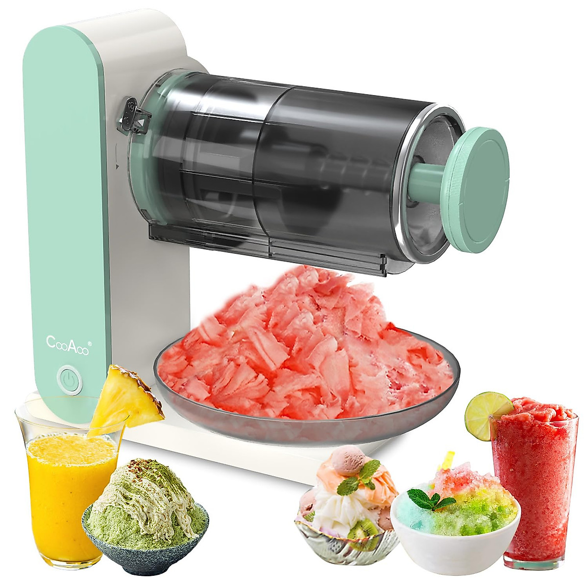 Electric Snow Cone Shaved Ice Machine, USB Rechargeable Ice Crusher w/ 2 Silicone Ice Molds, Portable Snow Cone Shaved Ice Maker for Frozen Yogurt Syrups Drink Slushies Machines for Home Outdoor Party