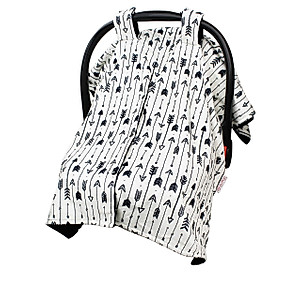 Top Tots Baby Car Seat Canopy Cover - Black Native Arrows on White