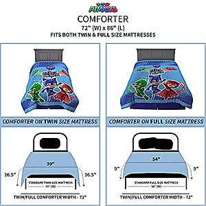 Franco Kids Bedding Super Soft Microfiber Reversible Comforter, Twin/Full, PJ Masks
