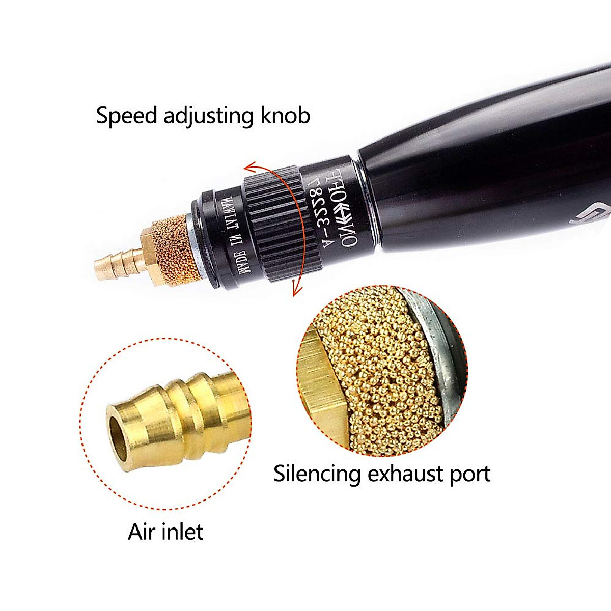 SI FANG Turbine Reciprocating Pneumatic Ultrasound Grinder Micro Pneumatic Air Pencil Die Grinder Kit for Mould Metal Lapping Filing Grinding Buffing Polishing Sanding Tools