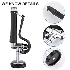 AGAHPAY Pre Rinse Sprayer with Longer Handle Replacement for All Brand Commercial Faucet with Spray Valve 1.42 GPM High Pressure Sprayer Nozzle with Stainless Steel Lock, Chrome, Black