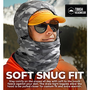 Tough Headwear Fleece Balaclava Ski Mask - Winter Face Mask for Men & Women - Face Cover for Extreme Cold Weather Gear Grey