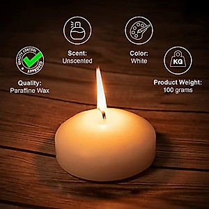 24 Pack Floating Candles 3 Inch, White Unscented Smokeless Paraffin Wax Burning Candles, for Wedding Centerpieces for Tables, Pool, and Special Occasions