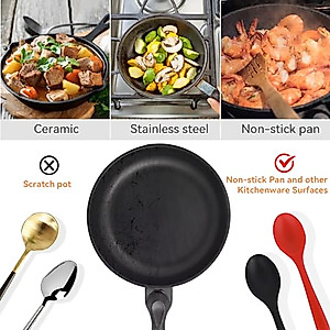 KALIONE 4 Packs Silicone Mixing Spoon, Multicolor Cooking Spoons, Heat Resistant Basting Spoons, Silicone Utensil spoons for Cooking, Nonstick Stirring Cooking Spoons Tools Set for Kitchen Cooking