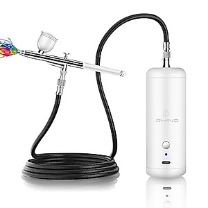 Rhinowisdom Airbrush Kit - Airbrush for Nails Cordless Air Brush Kit with Compressor, Nail Airbrush Machine for Makeup Painting Cake Decor Barbers