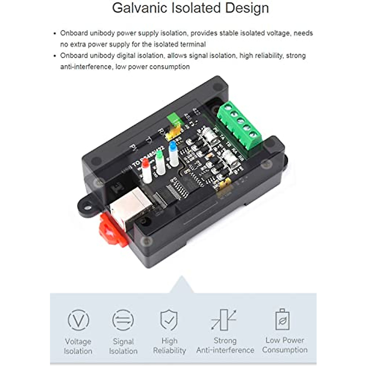 USB to RS485/422 Converter Onboard FT232RL and SP485EEN Chip, Industrial Isolated Adapter with Multiple Protection, Up To 1.2km Transmit Distance Linux, Android, WinCE, Win11/10/8.1/8/7/XP, Etc