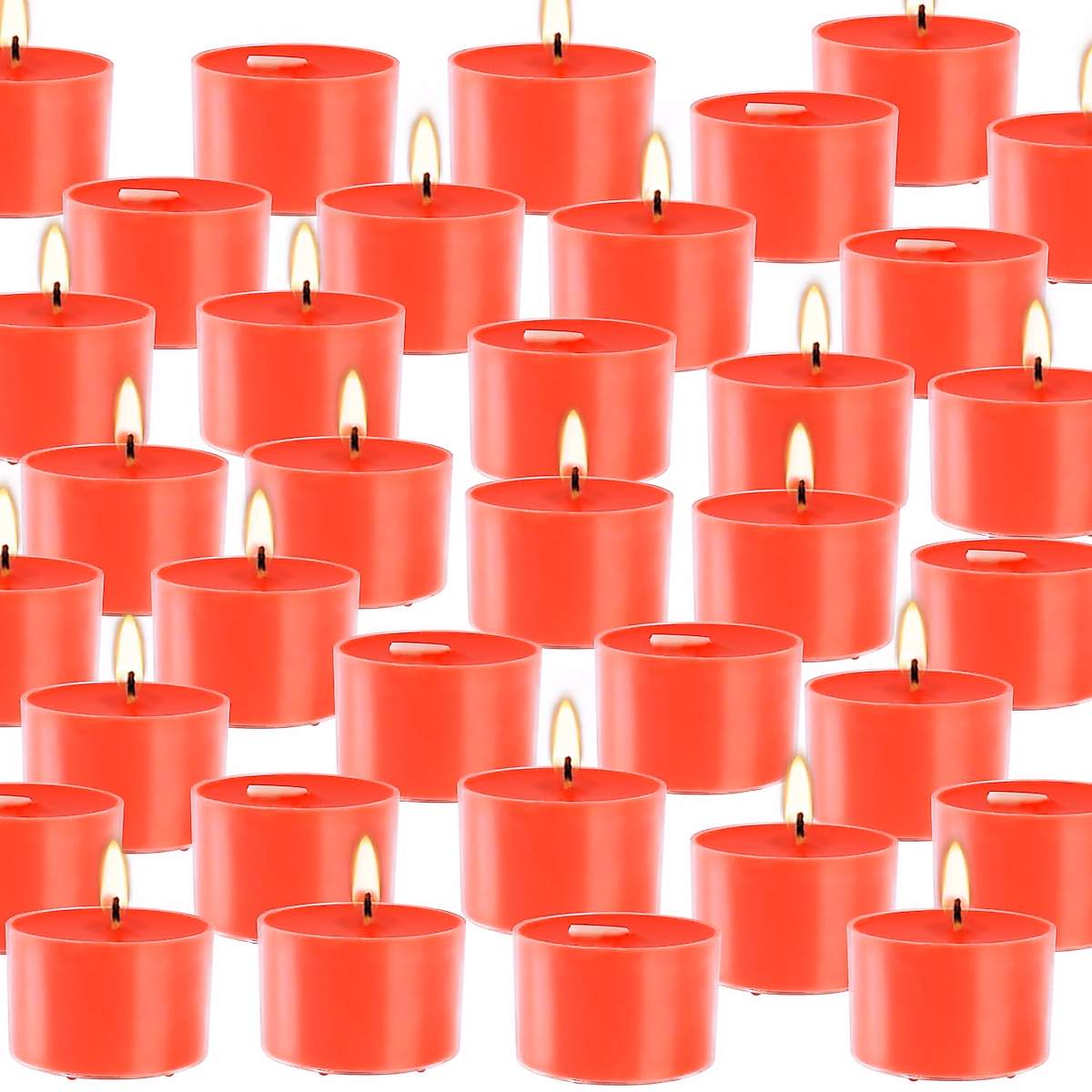Clear Cup Tea Light Candles - Red - Box of 50 - Apple Scented Tealight Candles - Long Burning Time of 8 Hours - Great for All Events