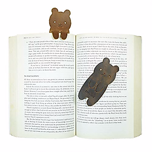 Hide & Drink, Leather Cute Teddy Bear Bookmark (2 Pack), Bookworm Gifts, Book Lover Accessories, Handmade Includes 101 Year Warranty :: Multicolor Earth