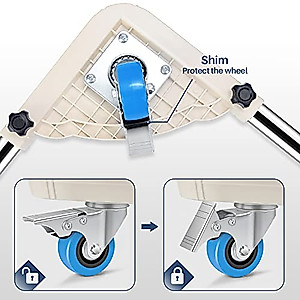 SPACECARE Mini Fridge Stand Furniture Dolly Mobile Roller with 4 Locking Wheels-Base Adjustable Refrigerator Washing Machine Stand Moving Cart- Appliance Dolly Cart Roller Pedestal -Off White