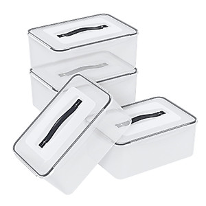 Joyeen 4 Pack 15 Liter Latching Containers with Sealed Circle/Lid, Clear Airtight Food Containers