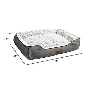 SENSIOHOME Sensio Pets Luxury Dog Cat Pet Bed Size Extra Extra Large Mattress Mat for Dog Cat Crate House with Washable Cover, Super Soft Cosy Plush Warm Comfortable, Grey, 43 x 31 x 7.5 in
