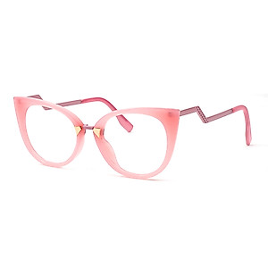 Zeelool Stylish Oversized Cat Eye Glasses Frame for Women with Non-prescription Clear Lens Jacqueline FP0669-03 Pink