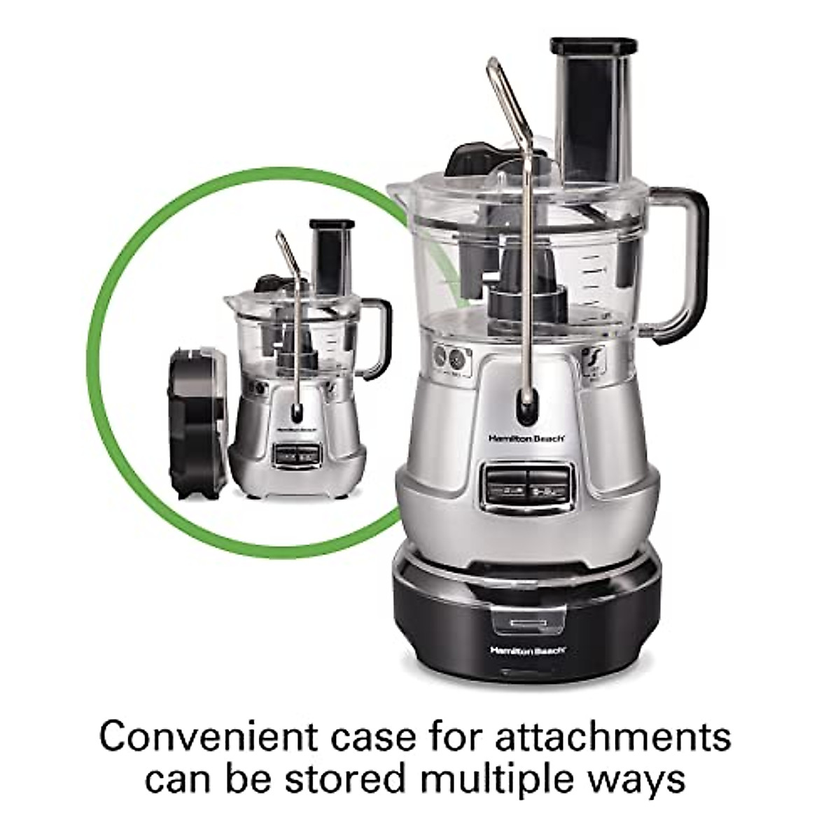 Hamilton Beach Stack & Snap 8-Cup Food Processor & Vegetable Chopper with Adjustable Slicing Blade, Built-in Bowl Scraper & Storage Case, Silver (70820)