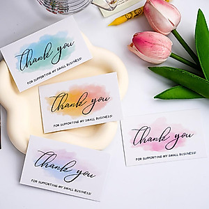 Lannso Thank You Cards Small Business, 120 PCS 4 Styles Thank You Cards for Retail Store 2x3.5 Inch, Recommended for Online Retailers, Small Business Owners and Local Stores(QS215)