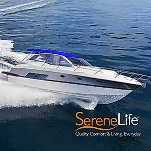 SereneLife 4 Bow Bimini Top Boat Cover - Front Hold-Down Straps and Rear Support Arms, Includes Mounting Hardware with 1 Inch Aluminum Frame (Blue), 4 Bow 8'L x 54" H x 85" - 90"